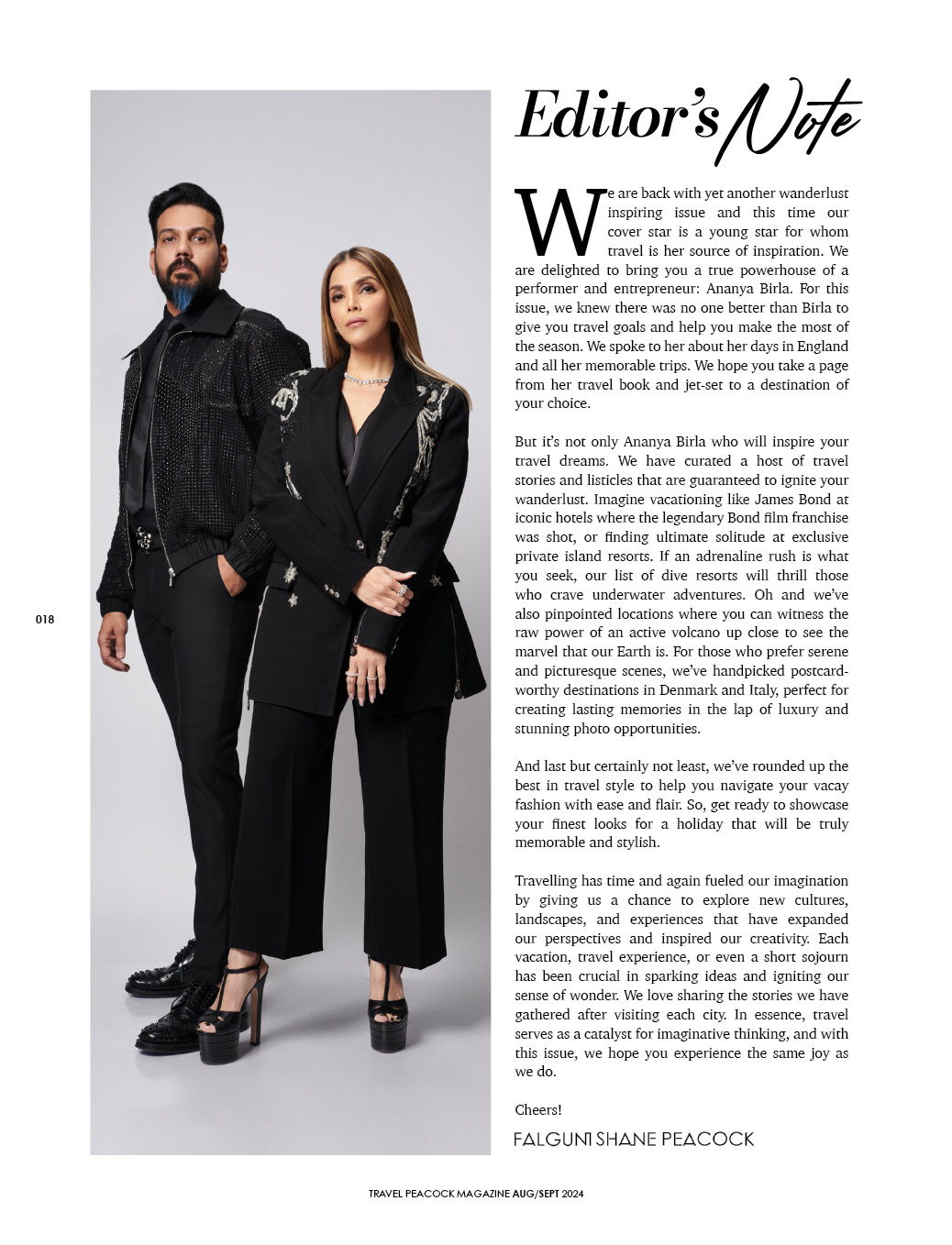 Editors note for luxury travel peacock magazines in India